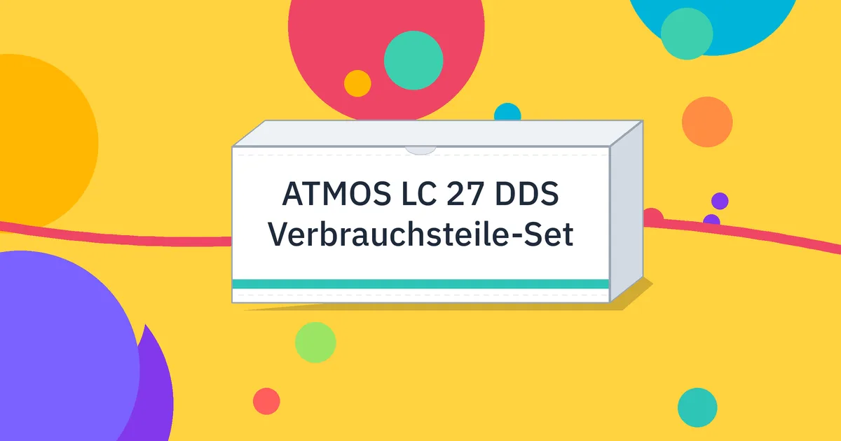 Symbolbild: Packung mit der Aufschrift ATMOS LC 27 DDS Verbrauchsteile-Set (PZN 16740489) – Verfügbarkeit und Bezug in Apotheken in Frankfurt am Main