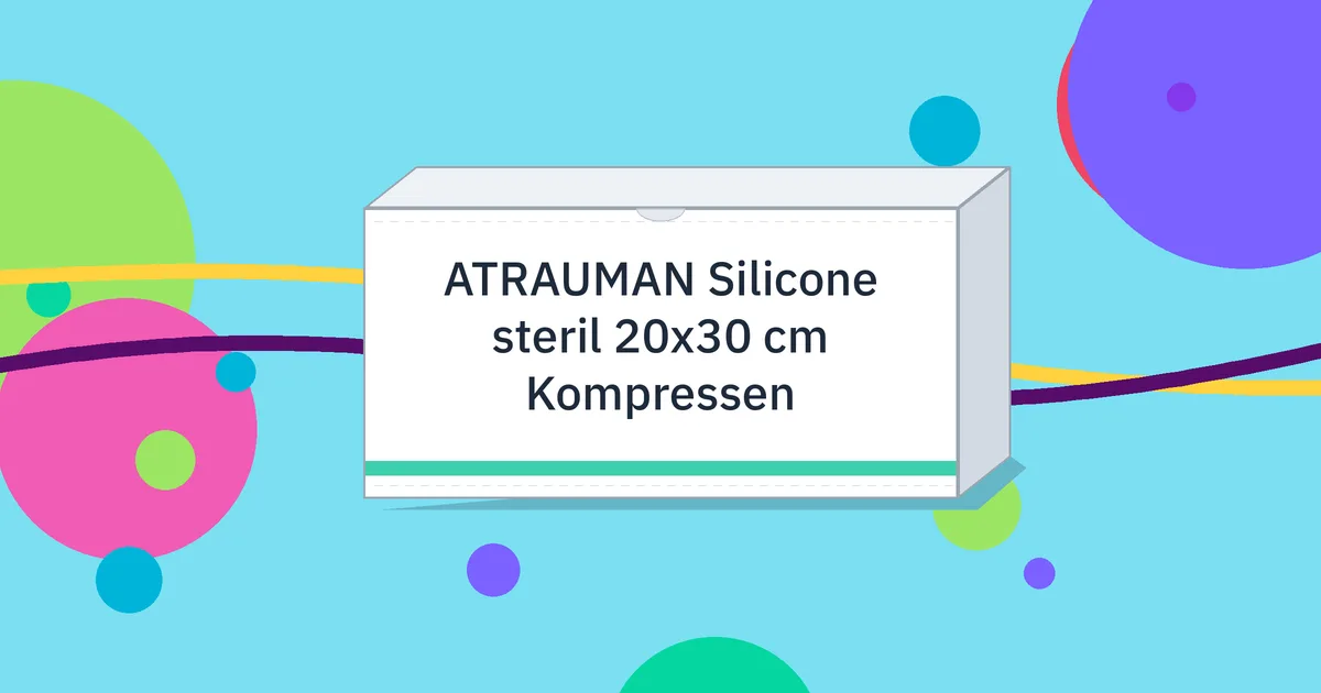 Symbolbild: Packung mit der Aufschrift ATRAUMAN Silicone steril 20x30 cm Kompressen (PZN 19474692) – Verfügbarkeit und Bezug in Apotheken in Frankfurt am Main