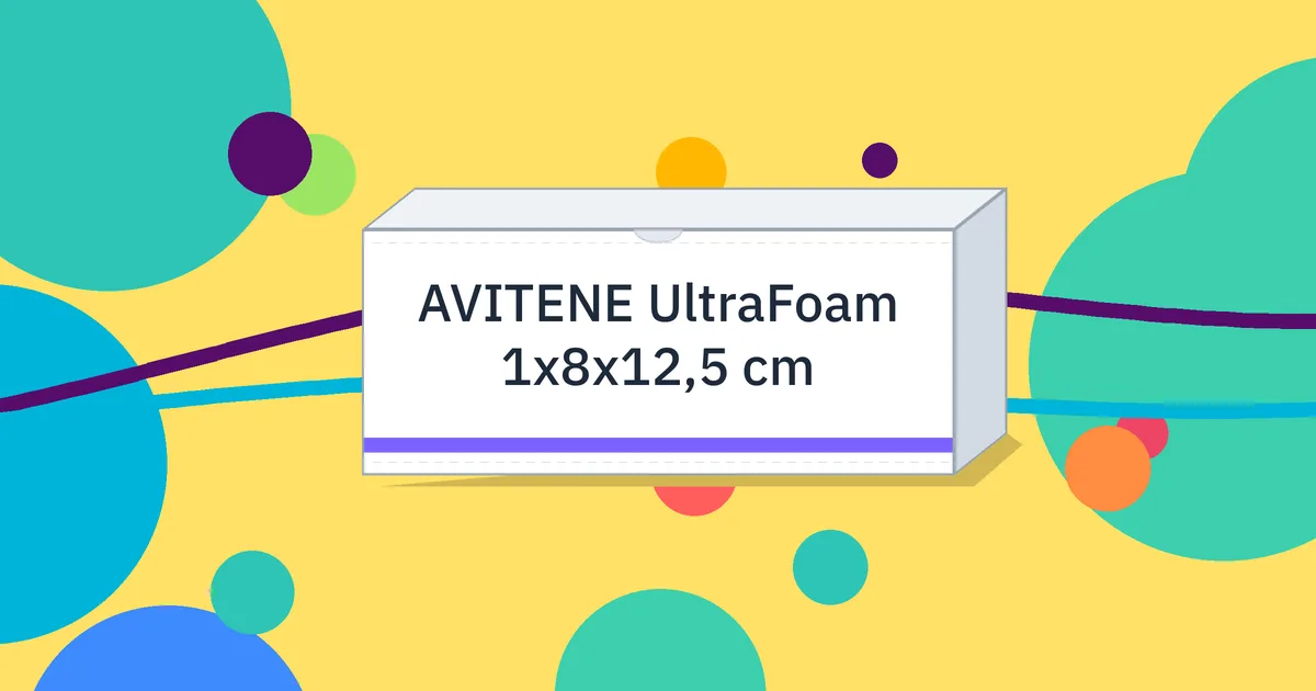 Symbolbild: Packung mit der Aufschrift AVITENE UltraFoam 1x8x12,5 cm (PZN 16718863) – Verfügbarkeit und Bezug in Apotheken in Frankfurt am Main