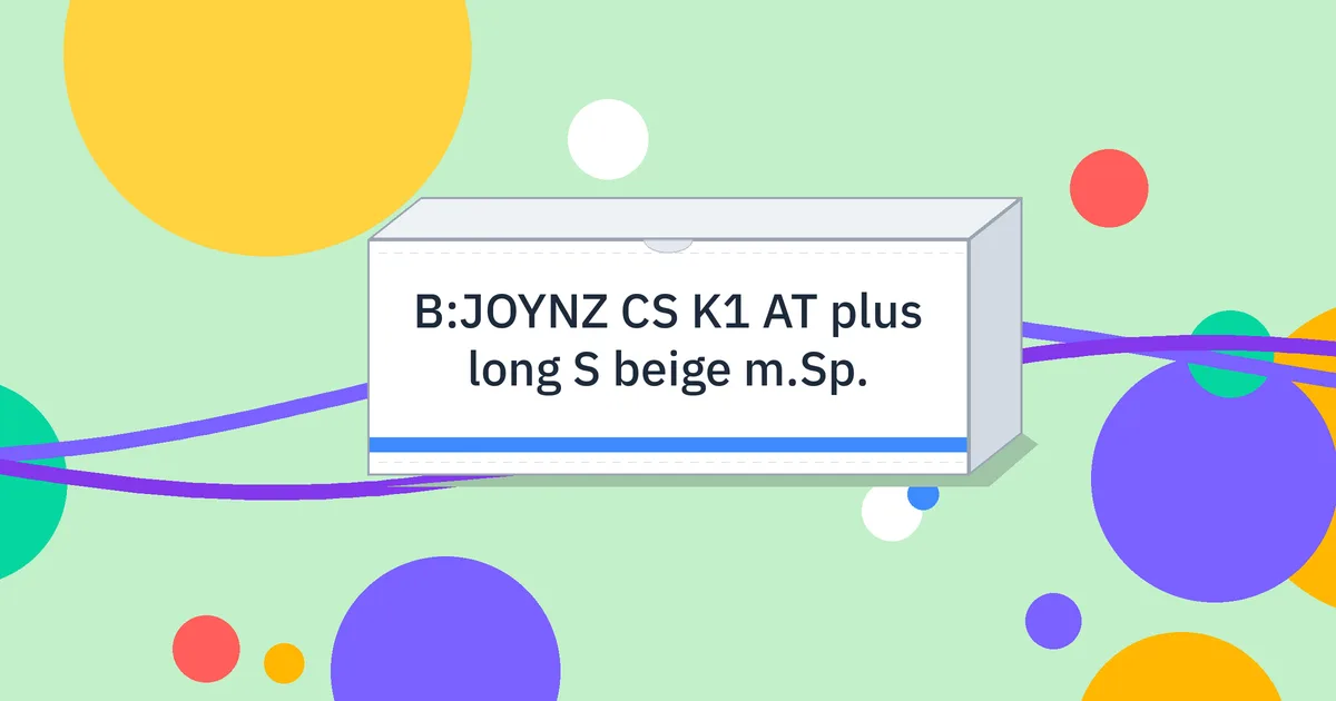 Symbolbild: Packung mit der Aufschrift B:JOYNZ CS K1 AT plus long S beige m.Sp. (PZN 20537162) – Verfügbarkeit und Bezug in Apotheken in Frankfurt am Main