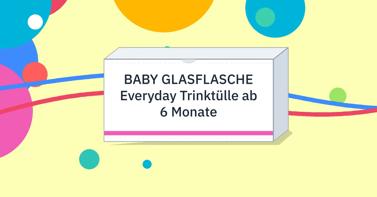 Symbolbild: Packung mit der Aufschrift BABY GLASFLASCHE Everyday Trinktülle ab 6 Monate (PZN 16652147) – Verfügbarkeit und Bezug in Apotheken in Frankfurt am Main