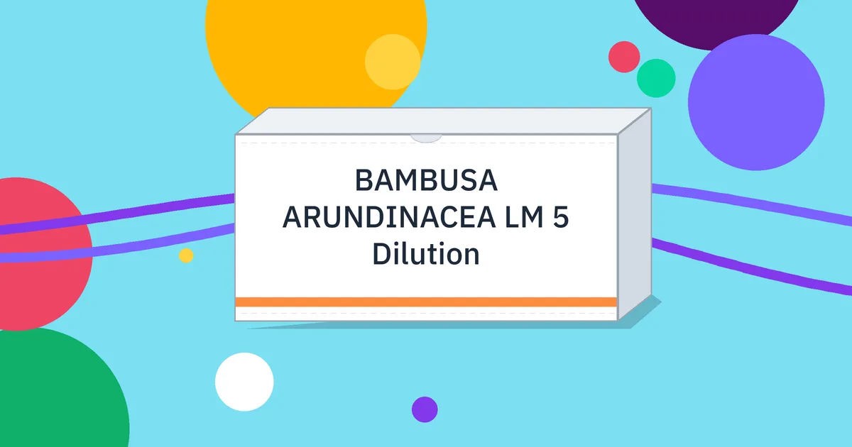 Symbolbild: Packung mit der Aufschrift BAMBUSA ARUNDINACEA LM 5 Dilution (PZN 12787577) – Verfügbarkeit und Bezug in Apotheken in Frankfurt am Main