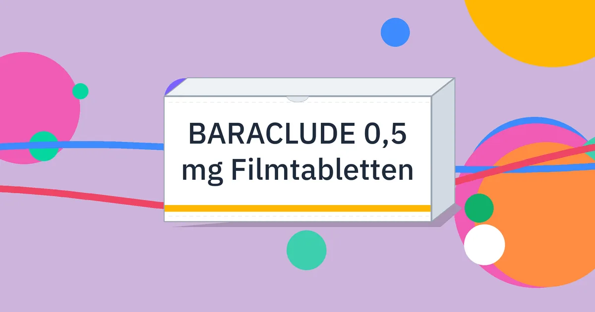 Symbolbild: Packung mit der Aufschrift BARACLUDE 0,5 mg Filmtabletten (PZN 10917372) – Verfügbarkeit und Bezug in Apotheken in Frankfurt am Main
