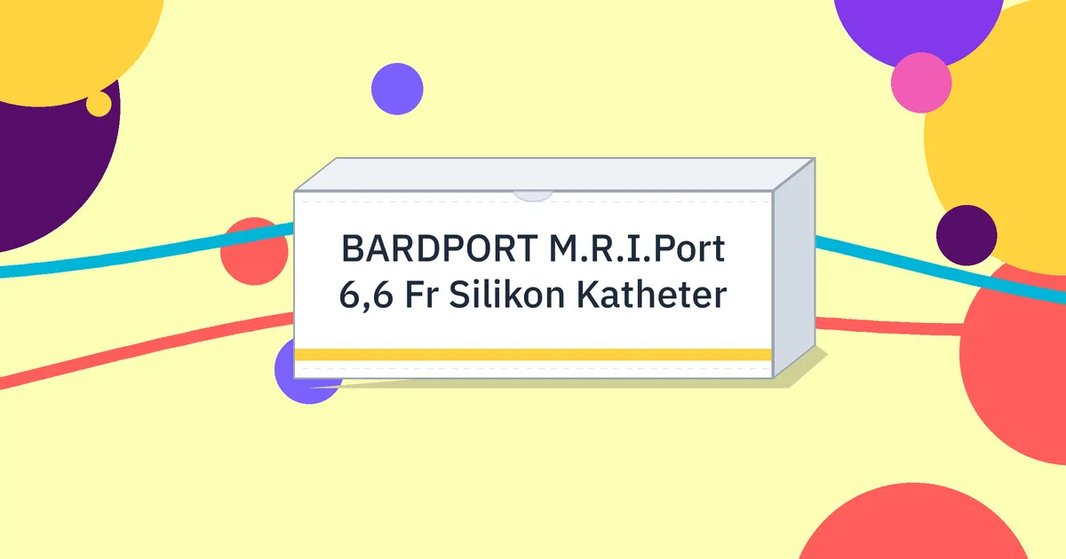 Symbolbild: Packung mit der Aufschrift BARDPORT M.R.I.Port 6,6 Fr Silikon Katheter (PZN 02755033) – Verfügbarkeit und Bezug in Apotheken in Frankfurt am Main