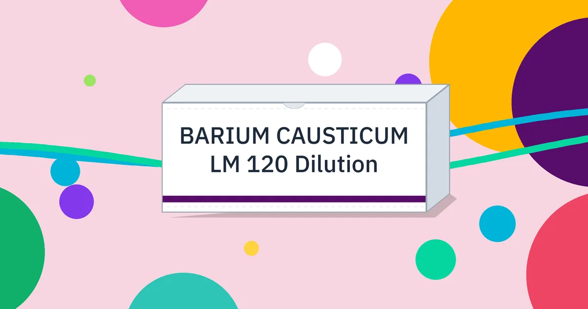 Symbolbild: Packung mit der Aufschrift BARIUM CAUSTICUM LM 120 Dilution (PZN 13377195) – Verfügbarkeit und Bezug in Apotheken in Frankfurt am Main