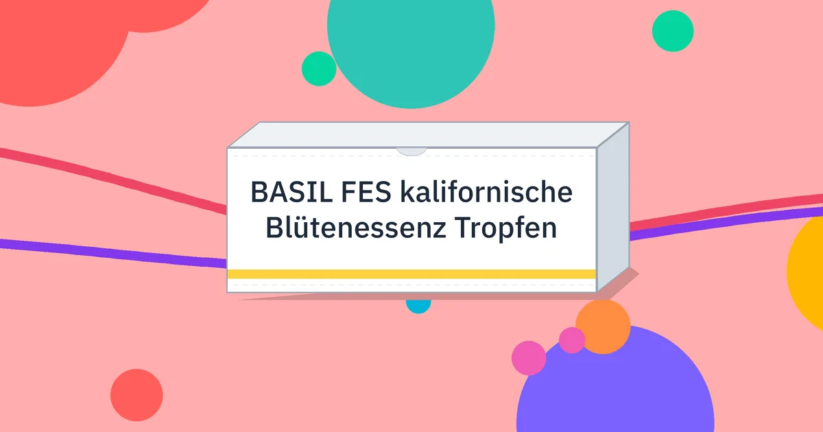 Symbolbild: Packung mit der Aufschrift BASIL FES kalifornische Blütenessenz Tropfen (PZN 09173050) – Verfügbarkeit und Bezug in Apotheken in Frankfurt am Main