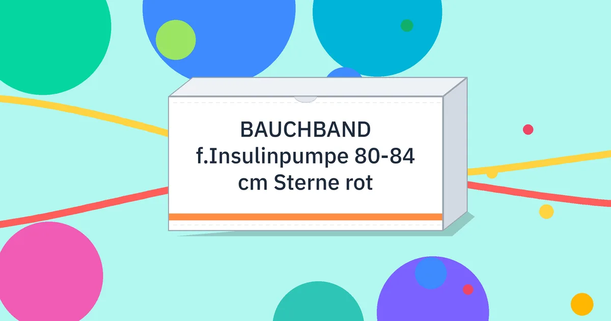 Symbolbild: Packung mit der Aufschrift BAUCHBAND f.Insulinpumpe 80-84 cm Sterne rot (PZN 16510298) – Verfügbarkeit und Bezug in Apotheken in Frankfurt am Main