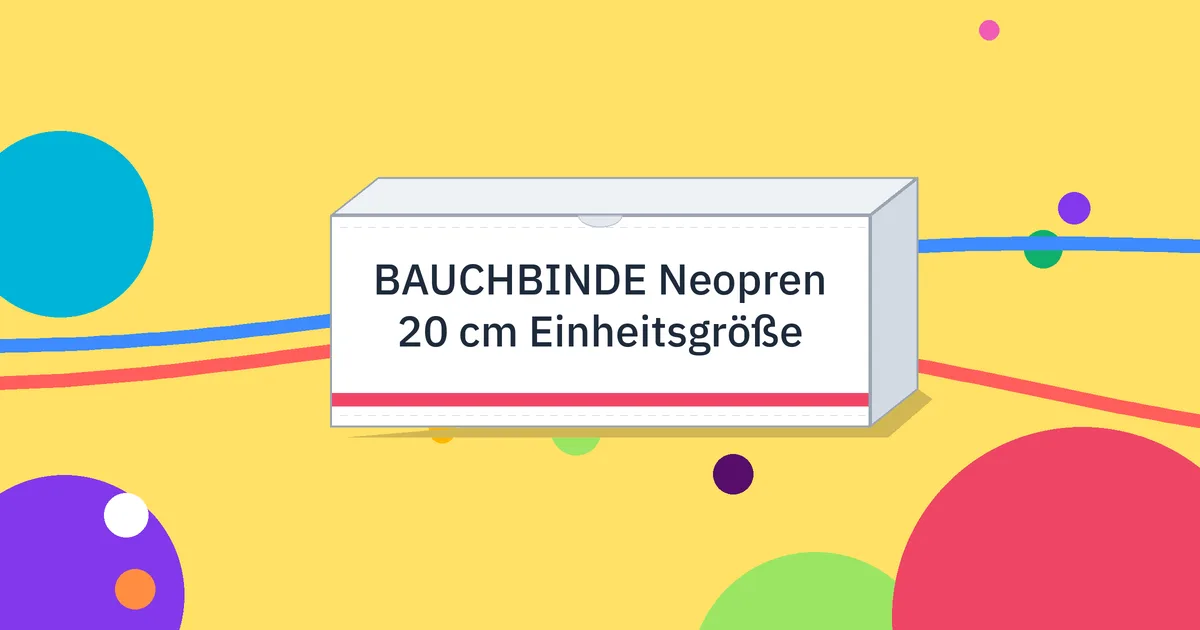 Symbolbild: Packung mit der Aufschrift BAUCHBINDE Neopren 20 cm Einheitsgröße (PZN 19070428) – Verfügbarkeit und Bezug in Apotheken in Frankfurt am Main