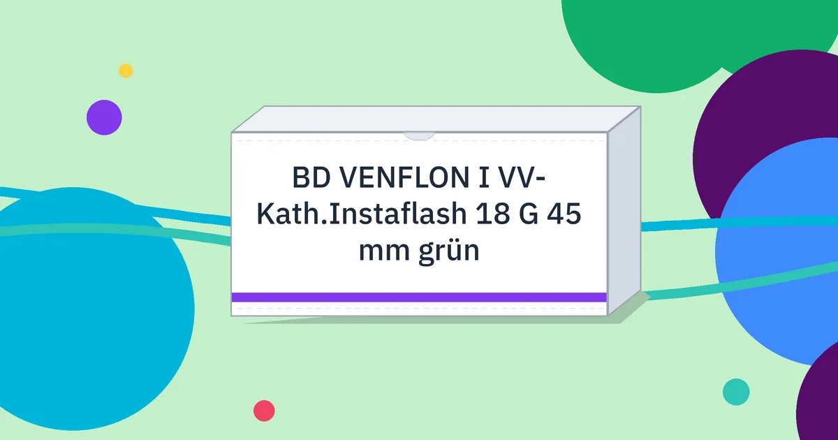 Symbolbild: Packung mit der Aufschrift BD VENFLON I VV-Kath.Instaflash 18 G 45 mm grün (PZN 20274018) – Verfügbarkeit und Bezug in Apotheken in Frankfurt am Main