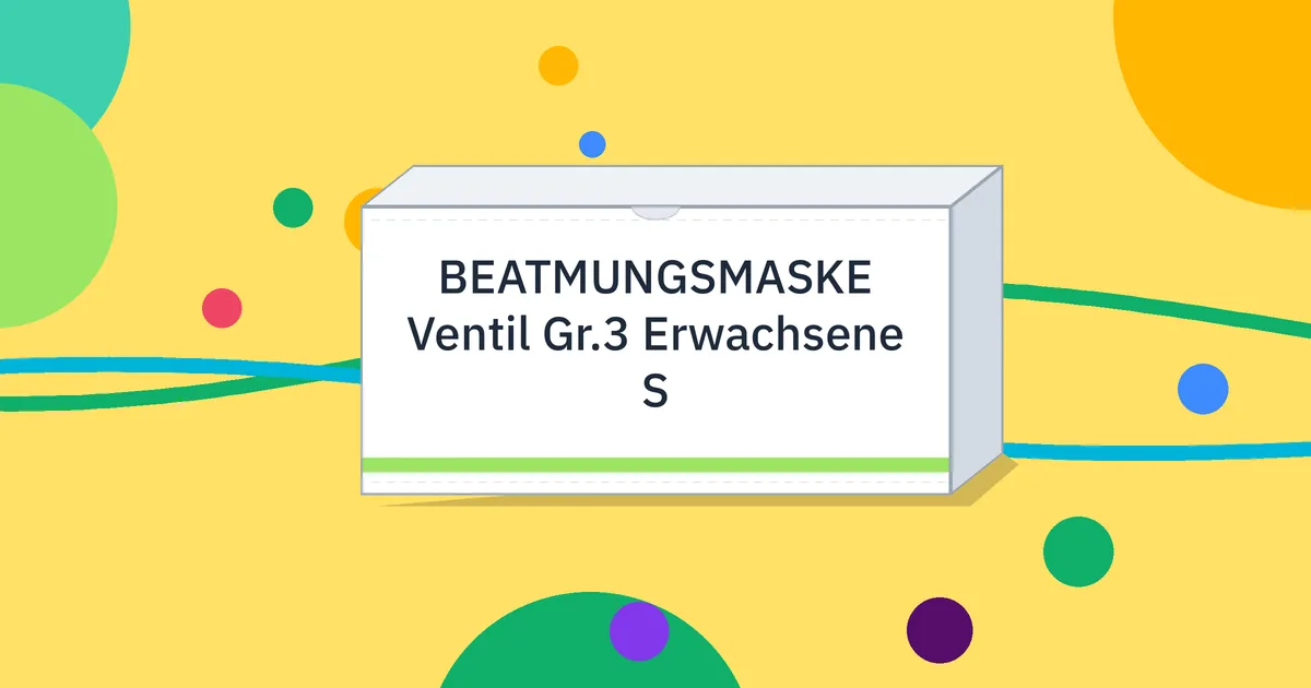 Symbolbild: Packung mit der Aufschrift BEATMUNGSMASKE Ventil Gr.3 Erwachsene S (PZN 16211615) – Verfügbarkeit und Bezug in Apotheken in Frankfurt am Main