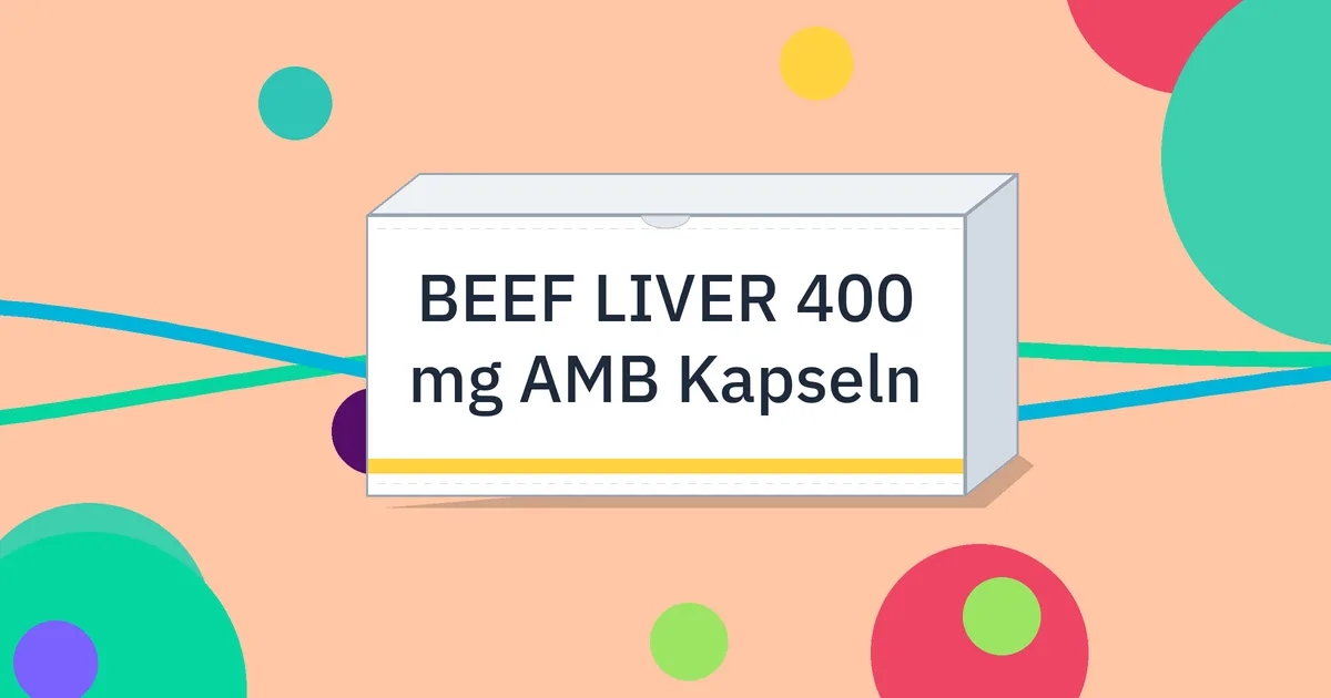 Symbolbild: Packung mit der Aufschrift BEEF LIVER 400 mg AMB Kapseln (PZN 19540294) – Verfügbarkeit und Bezug in Apotheken in Frankfurt am Main
