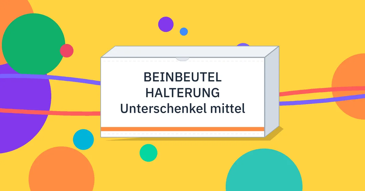Symbolbild: Packung mit der Aufschrift BEINBEUTEL HALTERUNG Unterschenkel mittel (PZN 03688439) – Verfügbarkeit und Bezug in Apotheken in Frankfurt am Main