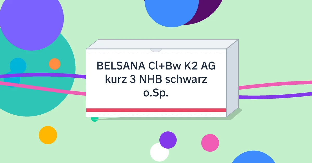 Symbolbild: Packung mit der Aufschrift BELSANA Cl+Bw K2 AG kurz 3 NHB schwarz o.Sp. (PZN 12243506) – Verfügbarkeit und Bezug in Apotheken in Frankfurt am Main