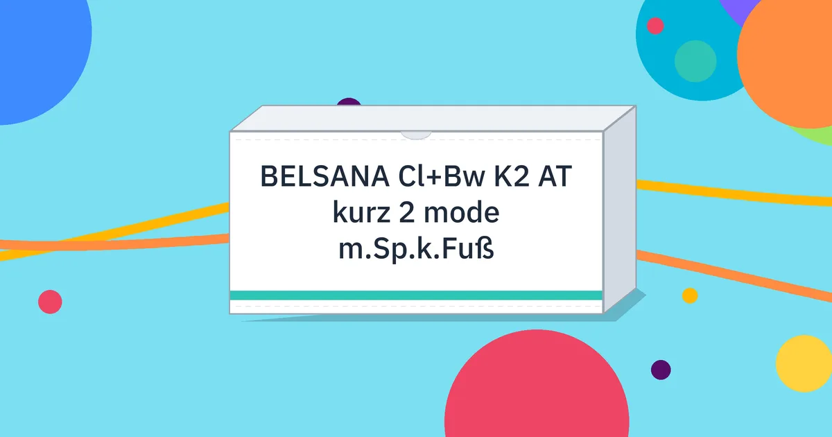 Symbolbild: Packung mit der Aufschrift BELSANA Cl+Bw K2 AT kurz 2 mode m.Sp.k.Fuß (PZN 12249377) – Verfügbarkeit und Bezug in Apotheken in Frankfurt am Main