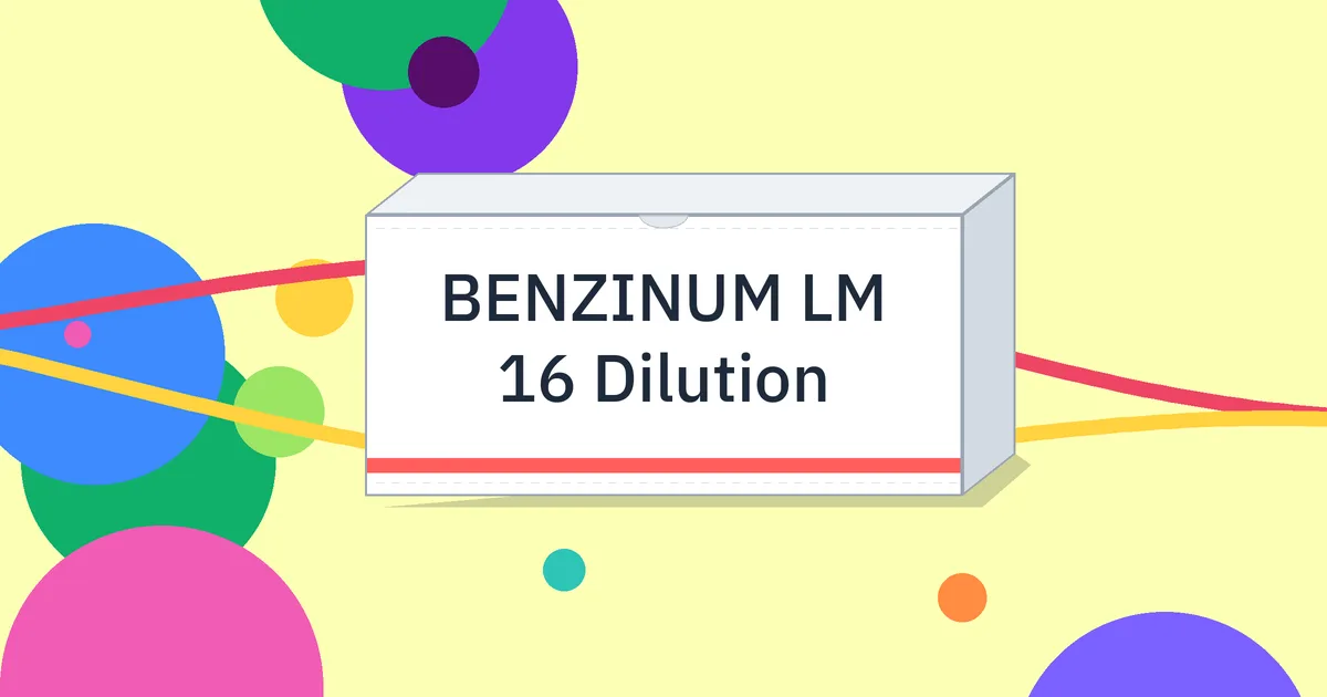 Symbolbild: Packung mit der Aufschrift BENZINUM LM 16 Dilution (PZN 12792064) – Verfügbarkeit und Bezug in Apotheken in Frankfurt am Main