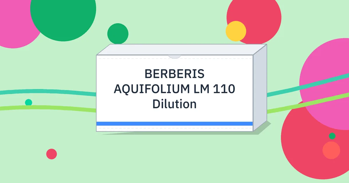 Symbolbild: Packung mit der Aufschrift BERBERIS AQUIFOLIUM LM 110 Dilution (PZN 13383818) – Verfügbarkeit und Bezug in Apotheken in Frankfurt am Main