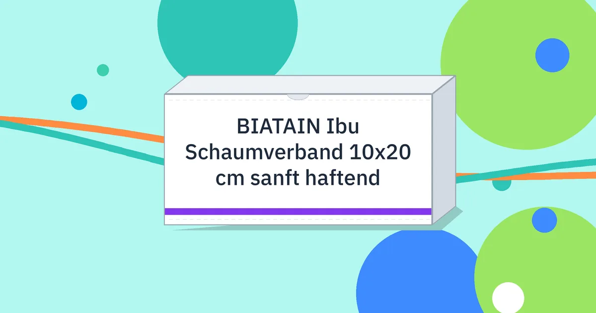 Symbolbild: Packung mit der Aufschrift BIATAIN Ibu Schaumverband 10x20 cm sanft haftend (PZN 04808561) – Verfügbarkeit und Bezug in Apotheken in Frankfurt am Main