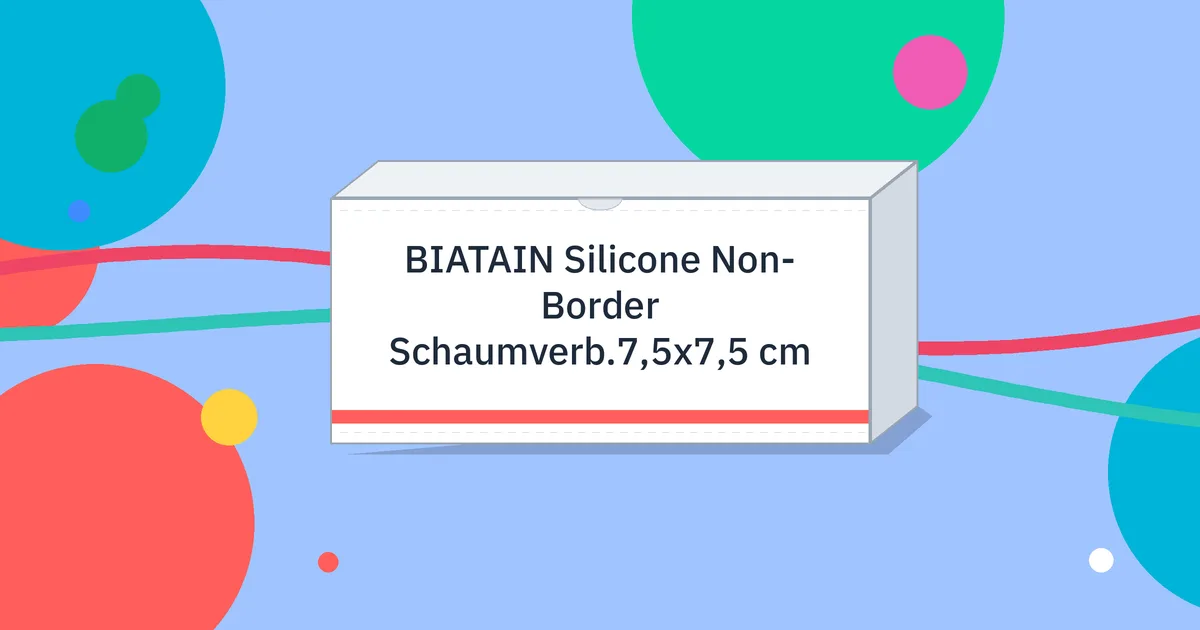 Symbolbild: Packung mit der Aufschrift BIATAIN Silicone Non-Border Schaumverb.7,5x7,5 cm (PZN 18120555) – Verfügbarkeit und Bezug in Apotheken in Frankfurt am Main