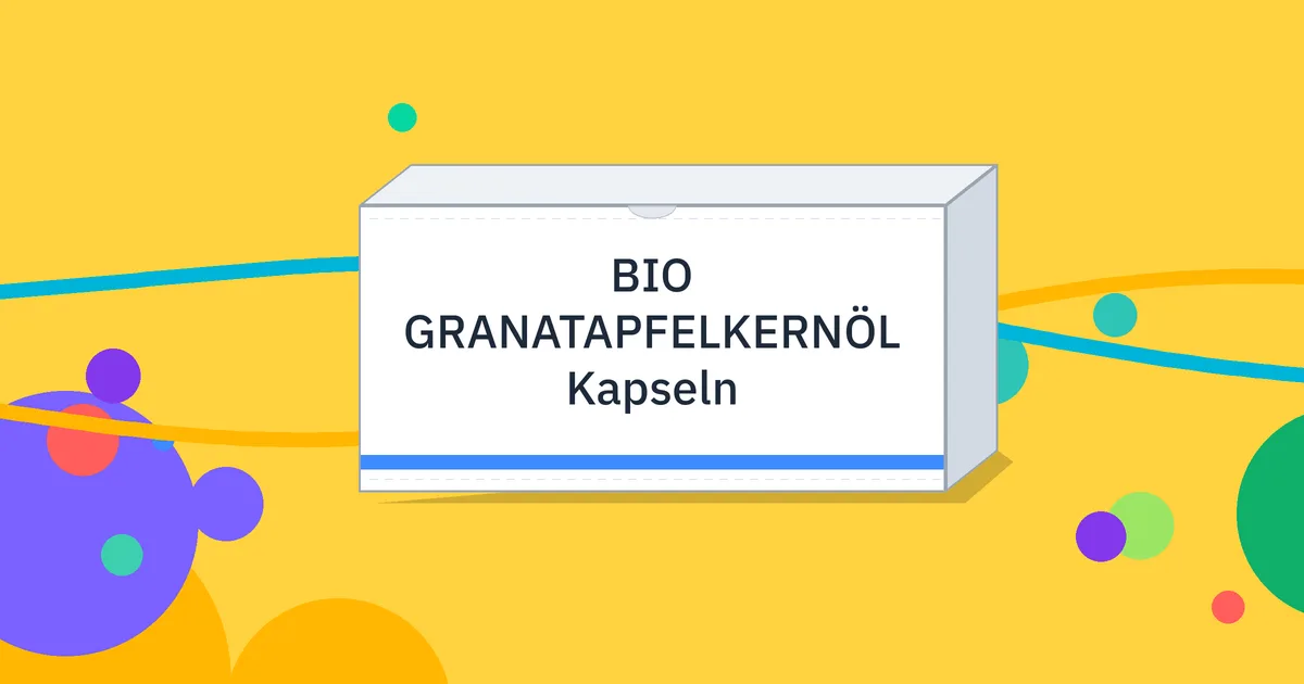 Symbolbild: Packung mit der Aufschrift BIO GRANATAPFELKERNÖL Kapseln (PZN 12724571) – Verfügbarkeit und Bezug in Apotheken in Frankfurt am Main
