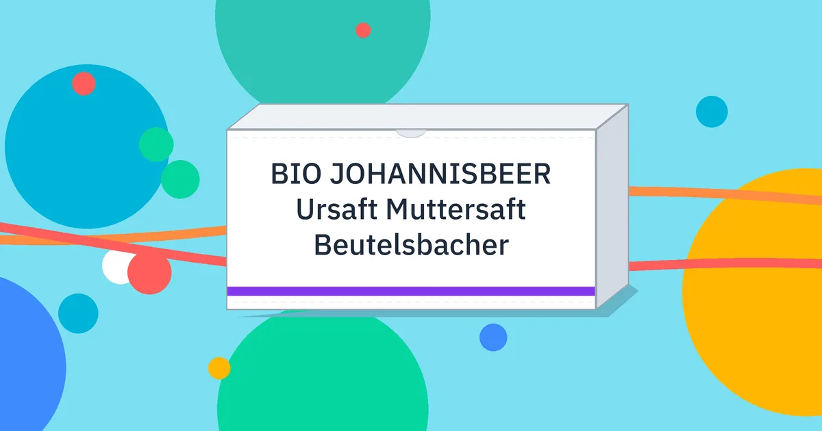 Symbolbild: Packung mit der Aufschrift BIO JOHANNISBEER Ursaft Muttersaft Beutelsbacher (PZN 20597508) – Verfügbarkeit und Bezug in Apotheken in Frankfurt am Main