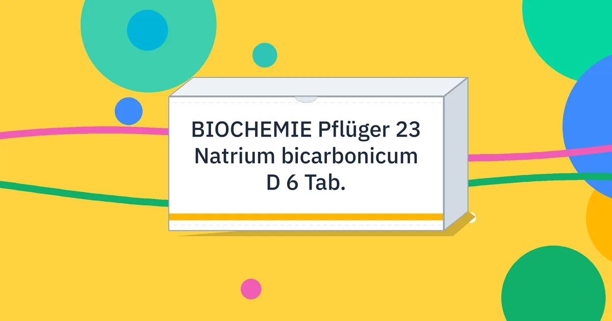 Symbolbild: Packung mit der Aufschrift BIOCHEMIE Pflüger 23 Natrium bicarbonicum D 6 Tab. (PZN 06322845) – Verfügbarkeit und Bezug in Apotheken in Frankfurt am Main