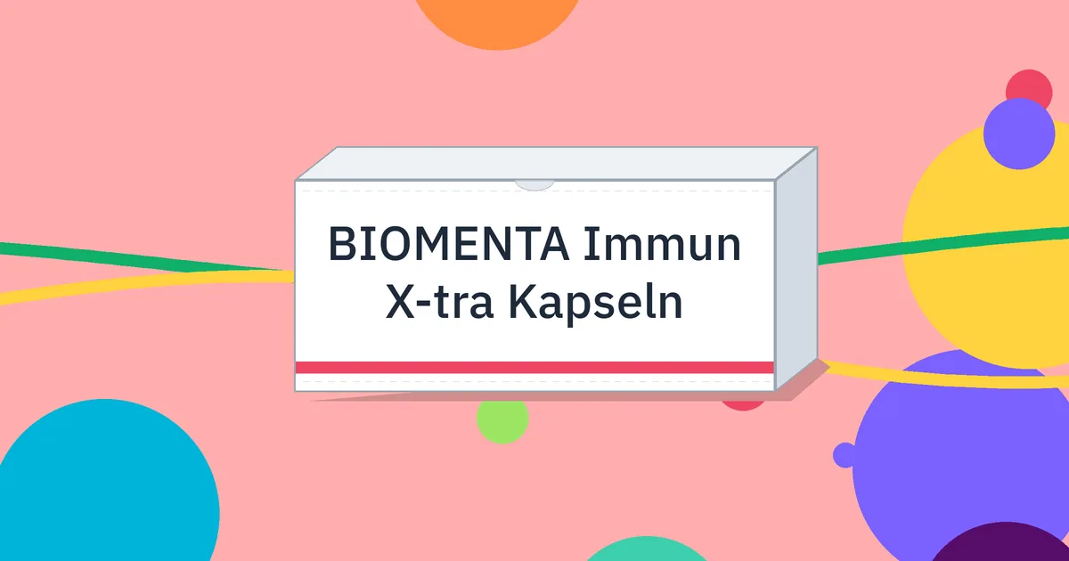Symbolbild: Packung mit der Aufschrift BIOMENTA Immun X-tra Kapseln (PZN 19899204) – Verfügbarkeit und Bezug in Apotheken in Frankfurt am Main
