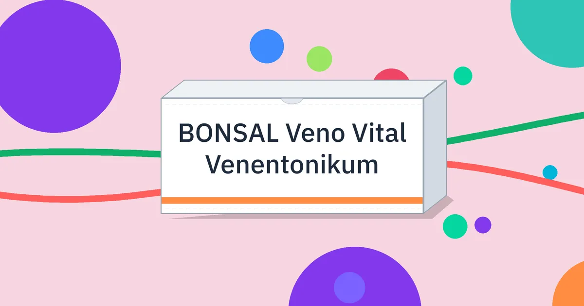 Symbolbild: Packung mit der Aufschrift BONSAL Veno Vital Venentonikum (PZN 01828882) – Verfügbarkeit und Bezug in Apotheken in Frankfurt am Main