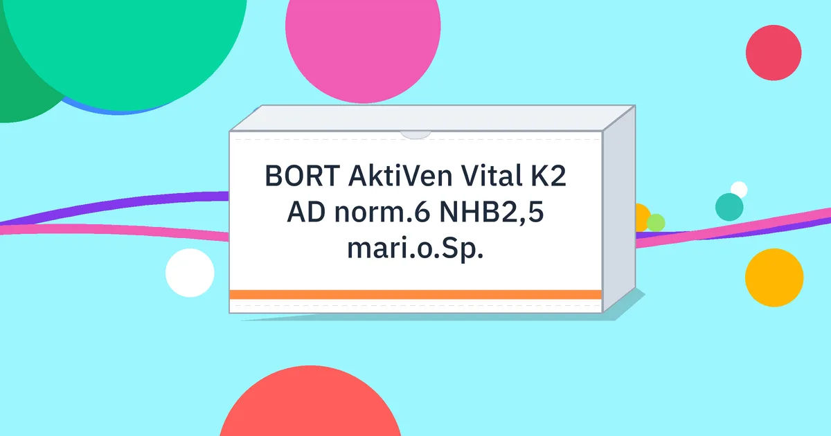 Symbolbild: Packung mit der Aufschrift BORT AktiVen Vital K2 AD norm.6 NHB2,5 mari.o.Sp. (PZN 17499280) – Verfügbarkeit und Bezug in Apotheken in Frankfurt am Main
