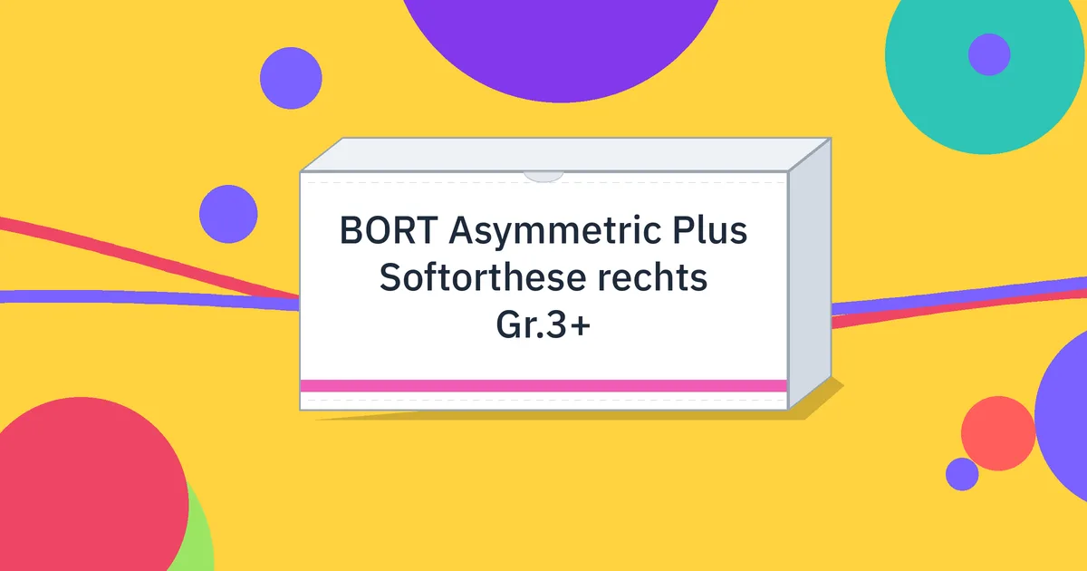 Symbolbild: Packung mit der Aufschrift BORT Asymmetric Plus Softorthese rechts Gr.3+ (PZN 16843195) – Verfügbarkeit und Bezug in Apotheken in Frankfurt am Main