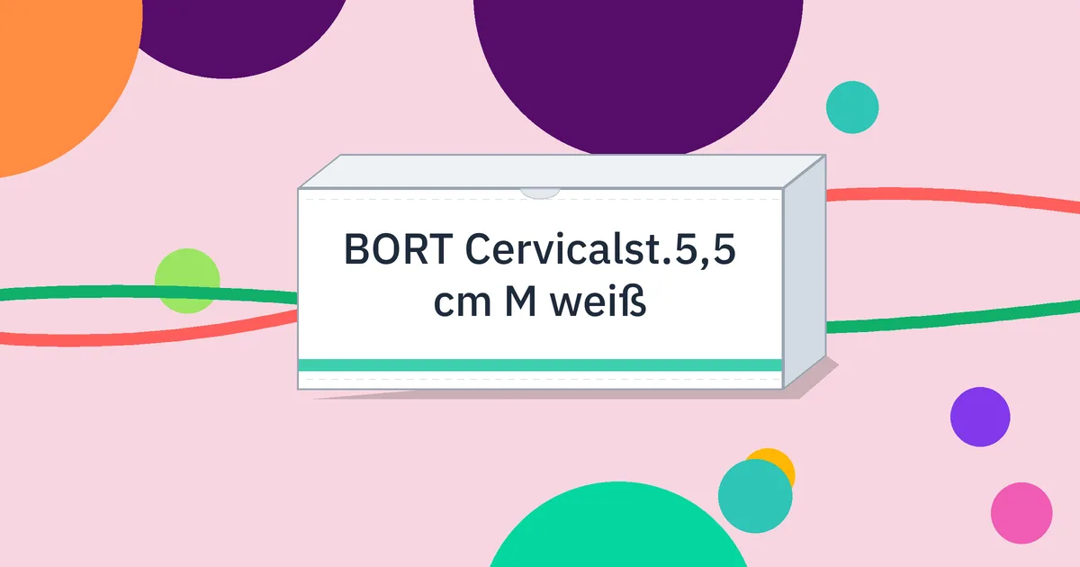 Symbolbild: Packung mit der Aufschrift BORT Cervicalst.5,5 cm M weiß (PZN 10206926) – Verfügbarkeit und Bezug in Apotheken in Frankfurt am Main