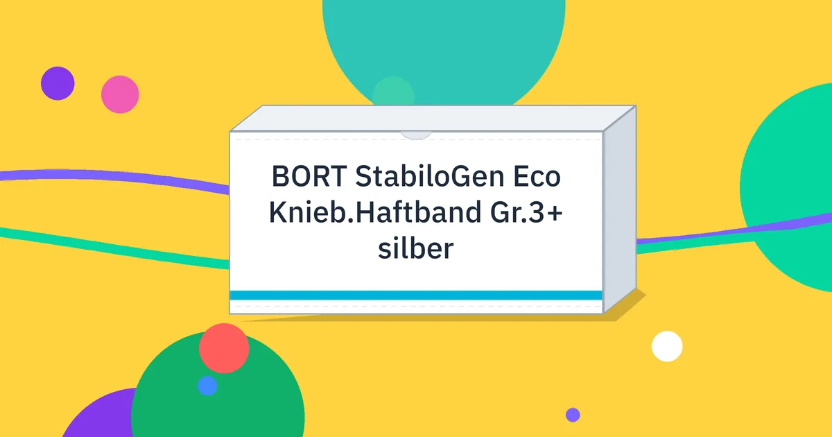 Symbolbild: Packung mit der Aufschrift BORT StabiloGen Eco Knieb.Haftband Gr.3+ silber (PZN 16845484) – Verfügbarkeit und Bezug in Apotheken in Frankfurt am Main