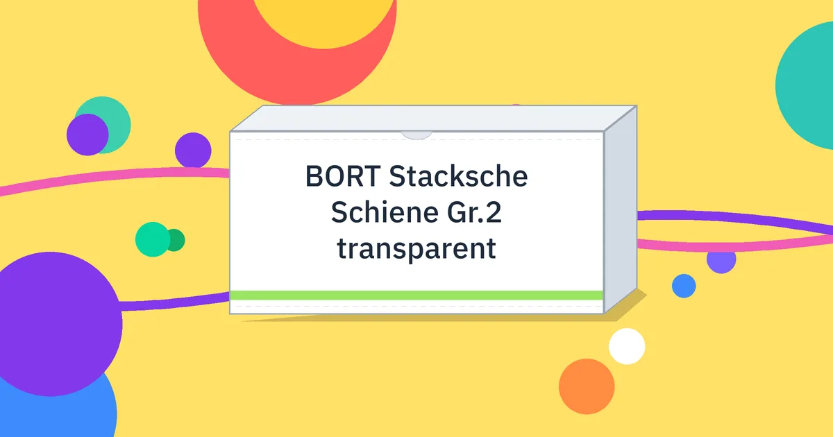 Symbolbild: Packung mit der Aufschrift BORT Stacksche Schiene Gr.2 transparent (PZN 02815367) – Verfügbarkeit und Bezug in Apotheken in Frankfurt am Main