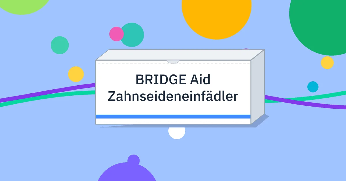 Symbolbild: Packung mit der Aufschrift BRIDGE Aid Zahnseideneinfädler (PZN 02660344) – Verfügbarkeit und Bezug in Apotheken in Frankfurt am Main