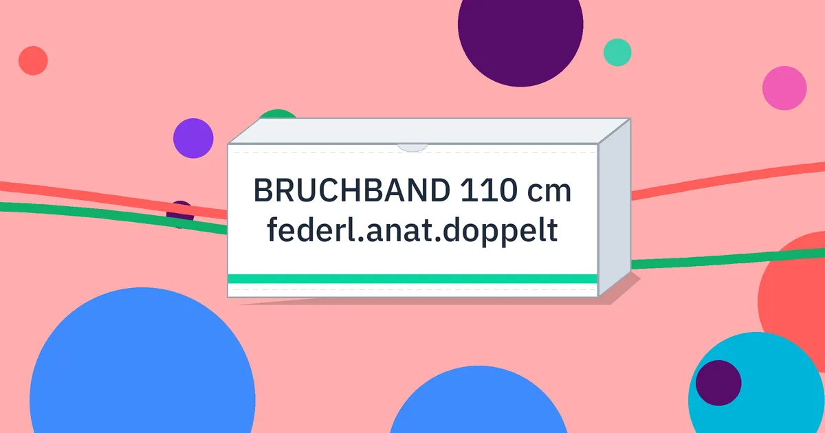 Symbolbild: Packung mit der Aufschrift BRUCHBAND 110 cm federl.anat.doppelt (PZN 01961813) – Verfügbarkeit und Bezug in Apotheken in Frankfurt am Main