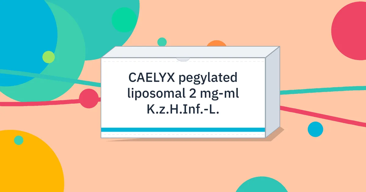 Symbolbild: Packung mit der Aufschrift CAELYX pegylated liposomal 2 mg-ml K.z.H.Inf.-L. (PZN 16708764) – Verfügbarkeit und Bezug in Apotheken in Frankfurt am Main