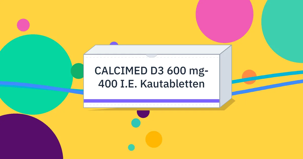Symbolbild: Packung mit der Aufschrift CALCIMED D3 600 mg-400 I.E. Kautabletten (PZN 09750145) – Verfügbarkeit und Bezug in Apotheken in Frankfurt am Main