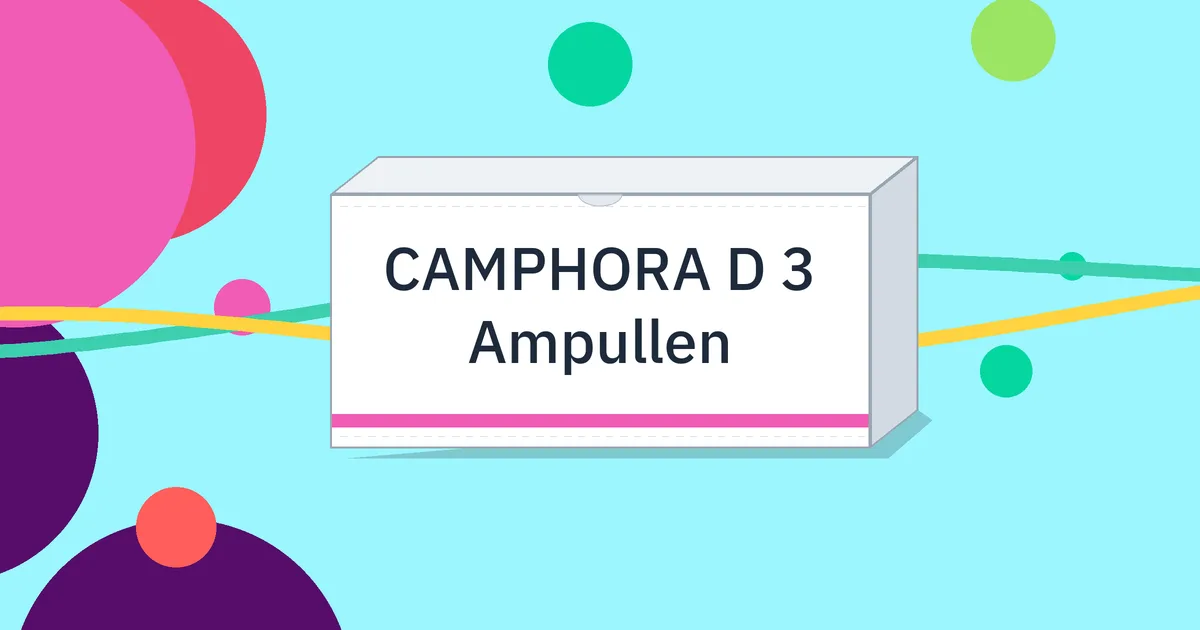 Symbolbild: Packung mit der Aufschrift CAMPHORA D 3 Ampullen (PZN 02830421) – Verfügbarkeit und Bezug in Apotheken in Frankfurt am Main