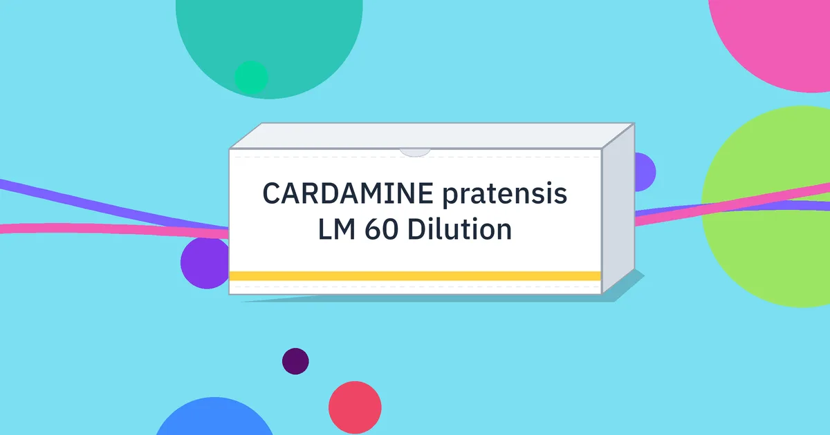 Symbolbild: Packung mit der Aufschrift CARDAMINE pratensis LM 60 Dilution (PZN 13429408) – Verfügbarkeit und Bezug in Apotheken in Frankfurt am Main