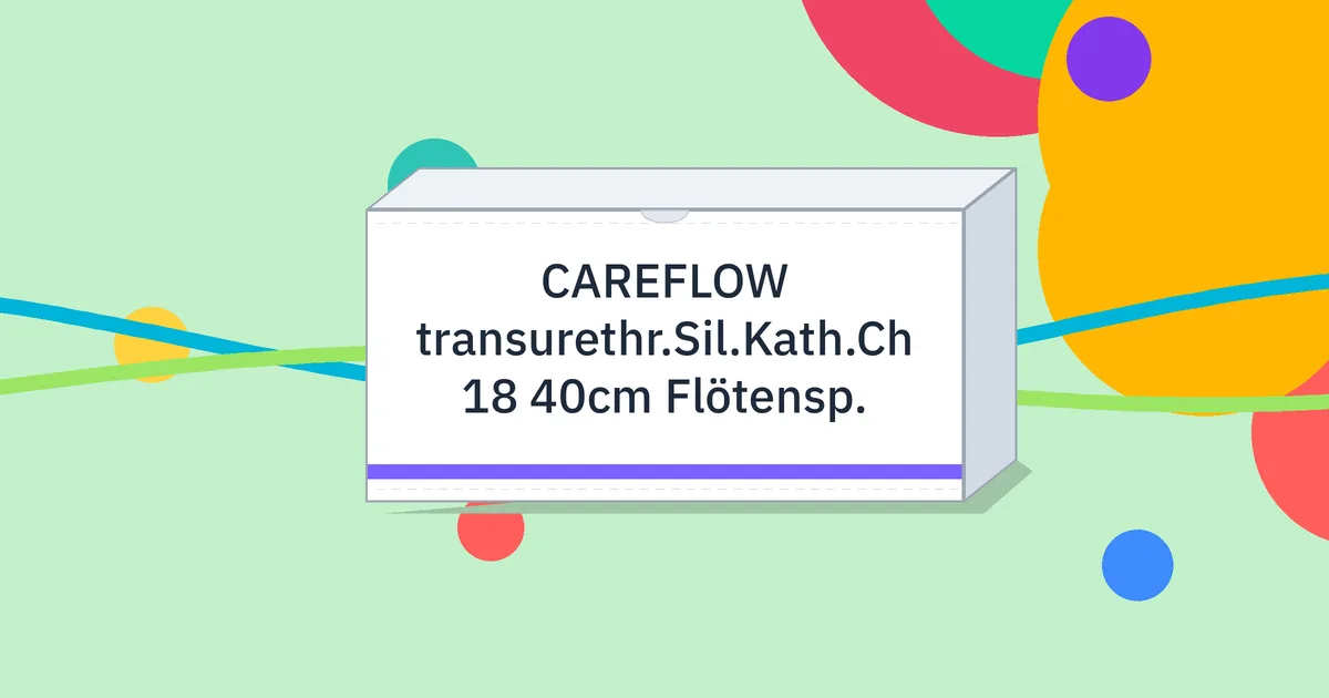 Symbolbild: Packung mit der Aufschrift CAREFLOW transurethr.Sil.Kath.Ch 18 40cm Flötensp. (PZN 17933782) – Verfügbarkeit und Bezug in Apotheken in Frankfurt am Main