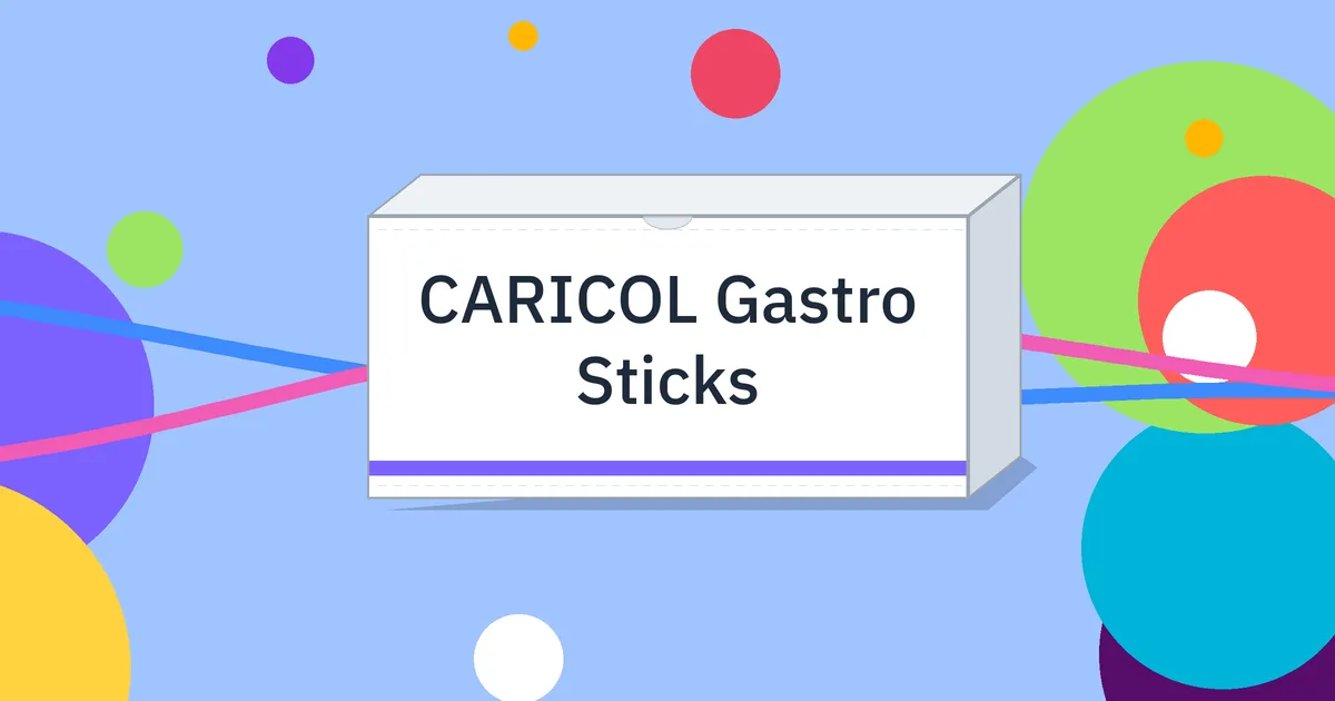 Symbolbild: Packung mit der Aufschrift CARICOL Gastro Sticks (PZN 18497544) – Verfügbarkeit und Bezug in Apotheken in Frankfurt am Main