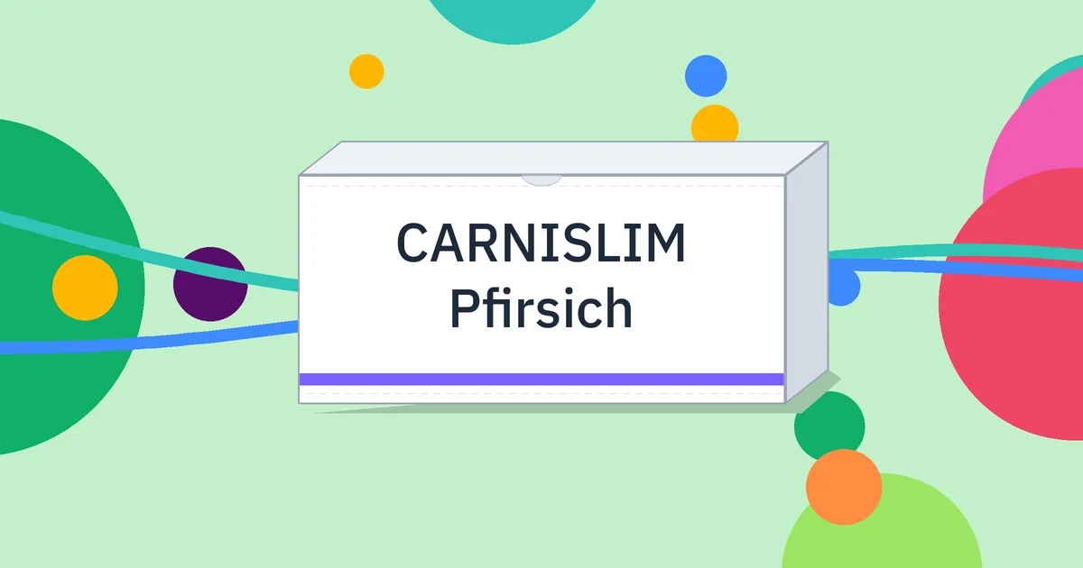 Symbolbild: Packung mit der Aufschrift CARNISLIM Pfirsich (PZN 11222614) – Verfügbarkeit und Bezug in Apotheken in Frankfurt am Main