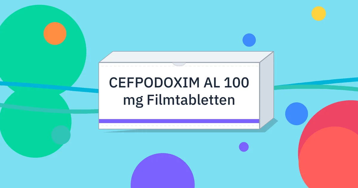 Symbolbild: Packung mit der Aufschrift CEFPODOXIM AL 100 mg Filmtabletten (PZN 01053398) – Verfügbarkeit und Bezug in Apotheken in Frankfurt am Main