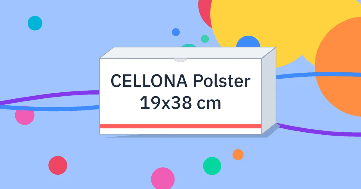 Symbolbild: Packung mit der Aufschrift CELLONA Polster 19x38 cm (PZN 15420653) – Verfügbarkeit und Bezug in Apotheken in Frankfurt am Main