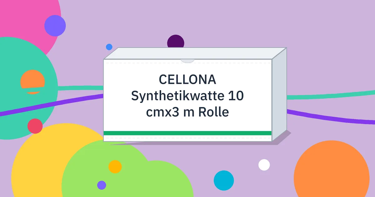 Symbolbild: Packung mit der Aufschrift CELLONA Synthetikwatte 10 cmx3 m Rolle (PZN 18769209) – Verfügbarkeit und Bezug in Apotheken in Frankfurt am Main