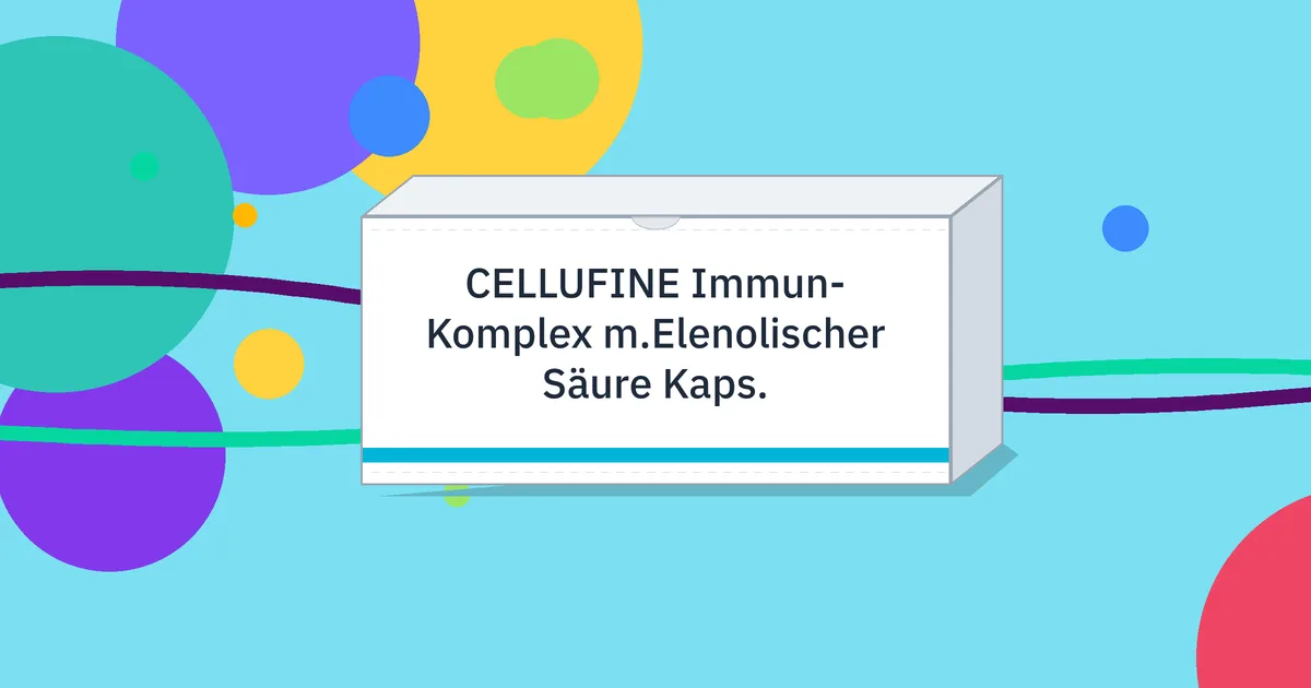 Symbolbild: Packung mit der Aufschrift CELLUFINE Immun-Komplex m.Elenolischer Säure Kaps. (PZN 17553105) – Verfügbarkeit und Bezug in Apotheken in Frankfurt am Main