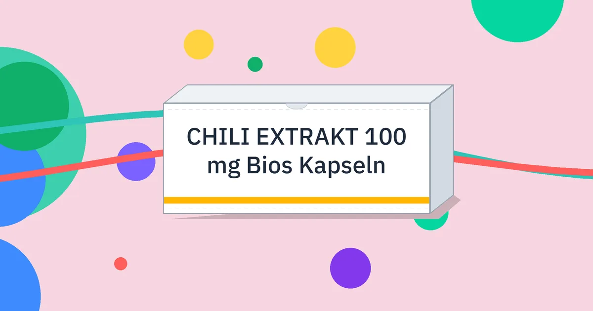 Symbolbild: Packung mit der Aufschrift CHILI EXTRAKT 100 mg Bios Kapseln (PZN 06833474) – Verfügbarkeit und Bezug in Apotheken in Frankfurt am Main
