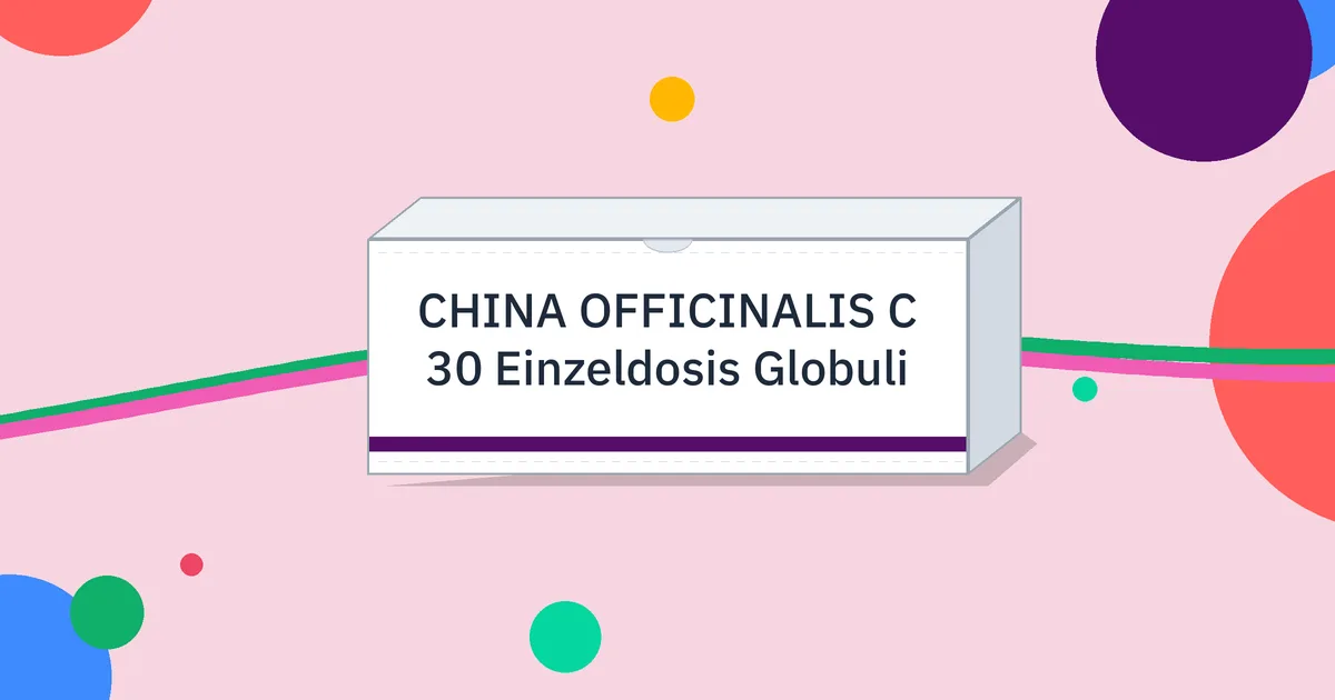 Symbolbild: Packung mit der Aufschrift CHINA OFFICINALIS C 30 Einzeldosis Globuli (PZN 01542418) – Verfügbarkeit und Bezug in Apotheken in Frankfurt am Main