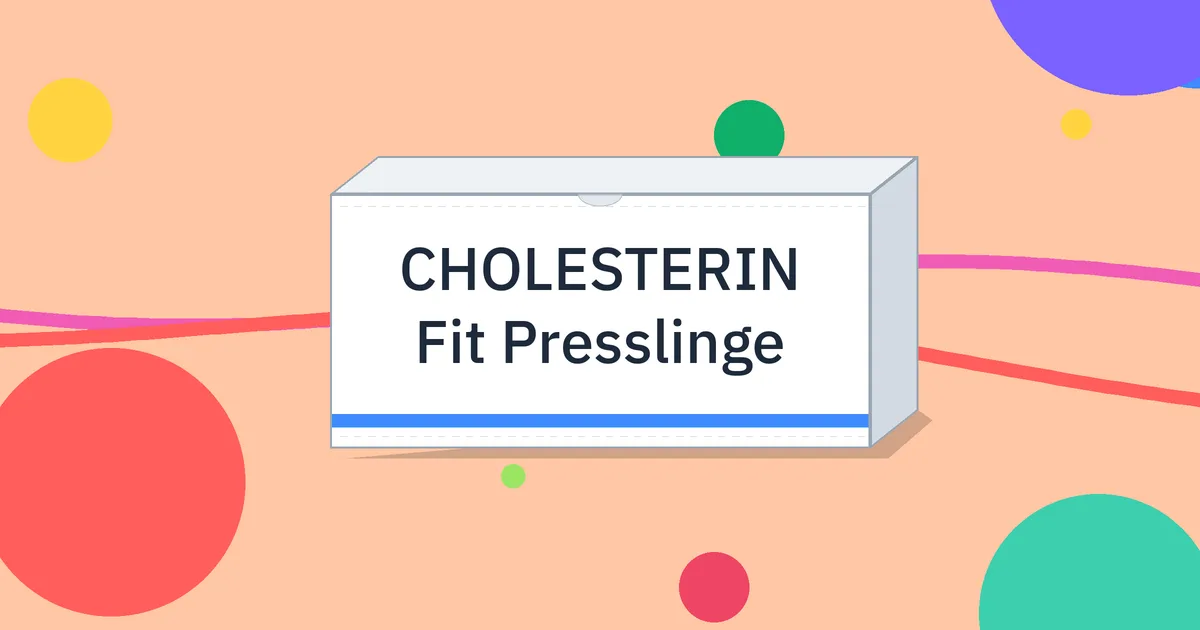 Symbolbild: Packung mit der Aufschrift CHOLESTERIN Fit Presslinge (PZN 14040204) – Verfügbarkeit und Bezug in Apotheken in Frankfurt am Main