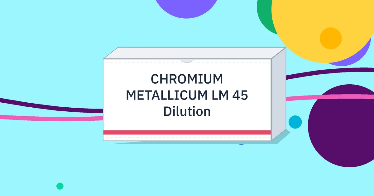 Symbolbild: Packung mit der Aufschrift CHROMIUM METALLICUM LM 45 Dilution (PZN 12818059) – Verfügbarkeit und Bezug in Apotheken in Frankfurt am Main