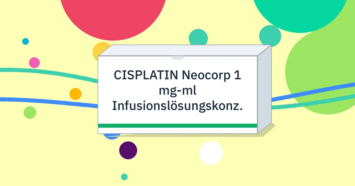 Symbolbild: Packung mit der Aufschrift CISPLATIN Neocorp 1 mg-ml Infusionslösungskonz. (PZN 01551736) – Verfügbarkeit und Bezug in Apotheken in Frankfurt am Main